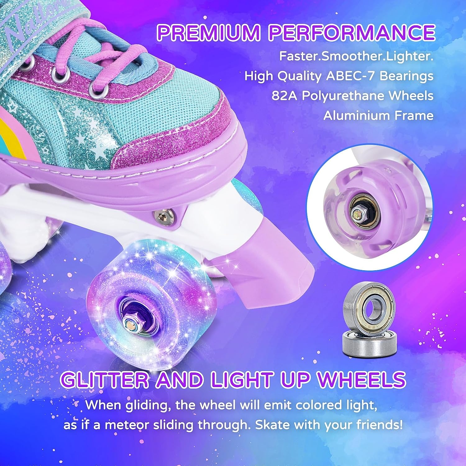 Nattork Adjustable Roller Skates for Kids - Purple – NattorkSkates